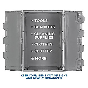 Mount-It! Folding Plastic Storage Crate, PACK OF 3, Collapsible Utility Distribution Container with Attached Lid, 65L Liter Capacity, Gray,