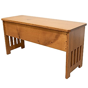 RRD Wooden Storage Bench – Mission Style Entryway Bench w/Flip Top Lid – Solid Rustic Quartersawn Oak Dining Bench w/Slats – Anti-Slam Hinges Wood Bench (48'', Rustic Quartersawn Oak, Seely Stain)