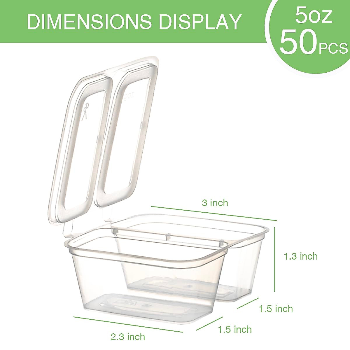 MOACOCK Double Compartment Condiment Container, 50Pcs Sauce Containers with Lids 5 oz Stackable Disposable Condiment Containers for Meal Prep, Sauce, Snack