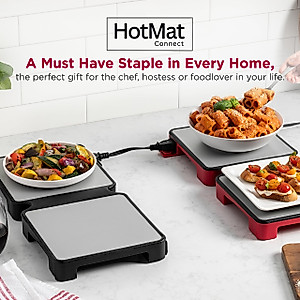 HotMat Connect Food Warmer Tray - Foldable with Silicone and Adjustable Temperature - Modular Compact Warming Plate for Home Dinners, Parties and Buffets - Black, 2-Dish (1-Pack)