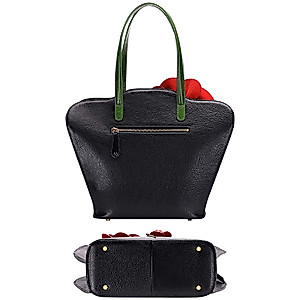 PIJUSHI Designer Floral Purses and Handbags for Women Top Handle Satchel Handbag Ladies Shoulder Bag（20105 Black）