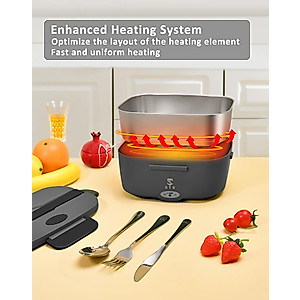 STN Heated Lunch Boxes For Adults,Efficient Electric Lunch Box Set with Removable 304 SS Container (1.5L+ 0.45L),10L Insulated Bags,Big Cutlery Set for 12v 24v 110v