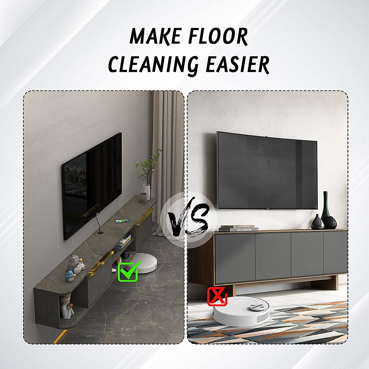 Pmnianhua Floating TV Stand with 2 Drawers,63'' Wall Mounted Floating TV Shelf,Floating Shelf for Under TV,Floating TV Unit with Storage for Bedroom Living Room(Grey)