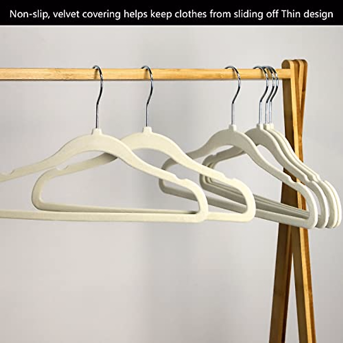 GoodtoU Kids Hangers Velvet 50 Pack -Baby Felt Hangers Non Slip Toddler Hangers Childrens Hangers for Kid Beige