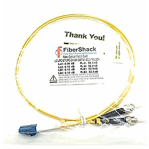 FiberShack - Duplex Fiber Optic Patch Cables - Single Mode - LC, ST, SC. 1M & 3M. (3M, LC to ST)