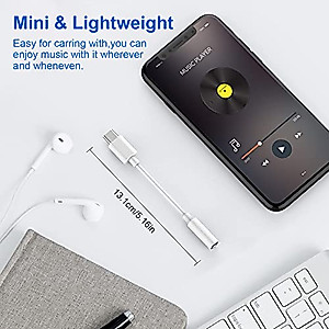 Type C to 3.5mm Headphone Adapter,USB C to 3.5 Headphone Jack Aux Adapter,Universal Digital Chip Type-c to Aux Cable Compatible with Redmi note11pro/Samsung Galaxy S22 S21 S20/Huawei P50 Pro and More