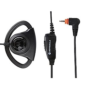 Motorola Solutions PMLN7159A PMLN7159 Adjustable D-Style earpiece with in-line Microphone and Push-to-Talk, Black.