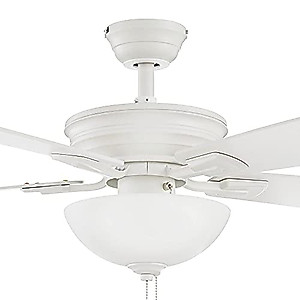 Wellston II 44 in. Indoor LED Matte White Dry Rated Downrod Ceiling Fan with Light Kit and 5 Reversible Blades