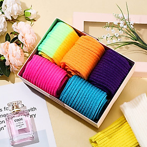 SATINIOR Women Knit Leg Warmers 80s Ribbed Leg Warmers Eighty's Neon Leg Warmers Costume Hot Tall Leg Warmers for Sports (Fresh Colors, 10 Pieces)