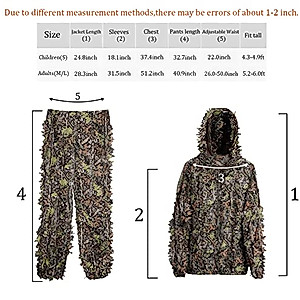 Anyoupin Ghillie Suit, Camo Suit Woodland Camouflage Clothing Military Clothes and Pants for Hunting,Shooting, Airsoft, Wildlife Photography or Halloween