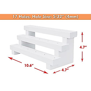 Cake Pop Stand Display Riser - 3 Tier Wood Lollipop Holder, 17 Hole Sucker Stand for Dessert Table of Wedding, Birthday Party - White, Collapsible, Fit 5/32" (4mm) Lollipop Sticks