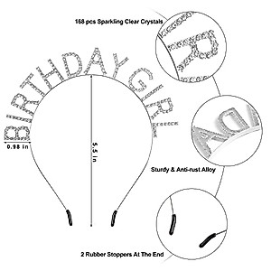 EOUQ Birthday Girl Headband and Sash - Rhinestone Birthday Crown and Sash Kit - Birthday Tiara and Sash Set - Silver