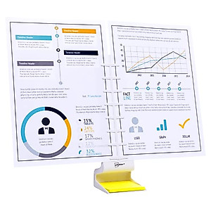 Note Tower Desktop Pro Document Holder - 2 Page Paper Holder, Easy Loading for Fast Typing, Displays Papers & Photos, Organizes Sticky Notes, Includes 50 Sheets 3"x3" Sticky Notes, White
