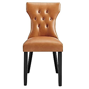 Modway Silhouette Modern Tufted Vegan Leather Upholstered Parsons Tan, One Dining Chair