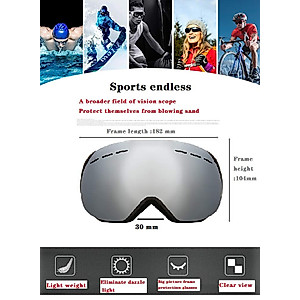 LETSP Ski Goggles Anti-Fog and Sand-Proof Large Spherical Glasses Adult Mountaineering Snow Goggles Motorcycle Goggles Dirt Bike ATV Tactical Riding Goggles(Black Frame Gray Lens)