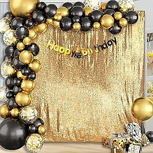 8ft x 8ft Gold Sequin Backdrop Curtain Glitter Photo Booth Backdrop for Wedding Birthday Baby Shower Event Decor