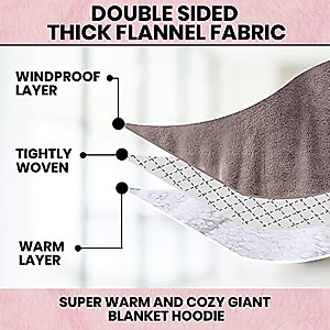 Mowaysers Blanket Hoodie Sweatshirt Gifts for Women and Men - Wearable Blanket Adult Super Warm and Cozy Giant Blanket Hoodie (Bean Paste)