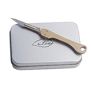 ILEAF Brass Daily Mini Pocket Folding Utility Knife with Key Ring and 10 Replaceable Quick Change Blades, Ultra Compact and Lightweight