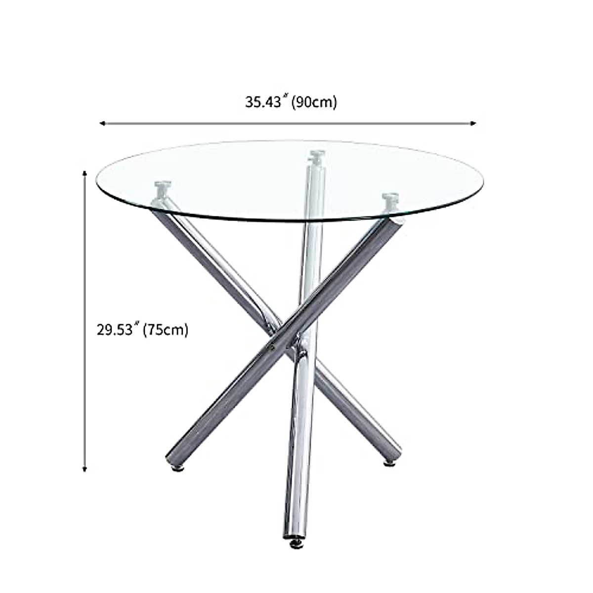 paonne Round Dining Table Set for 4, Glass Round Kitchen Table and Chairs for 4, 5-Pieces Table with Chair Set