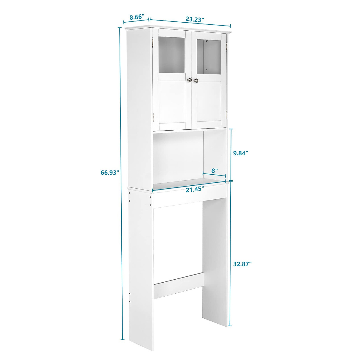 FCH Bathroom Shelf Over Toilet Storage Space Saver Bathroom Cabinet Organization Wood Storage Cabinet White Finish 23 1/4"(L) x 8 11/16"(W) x 66 15/16"(H)