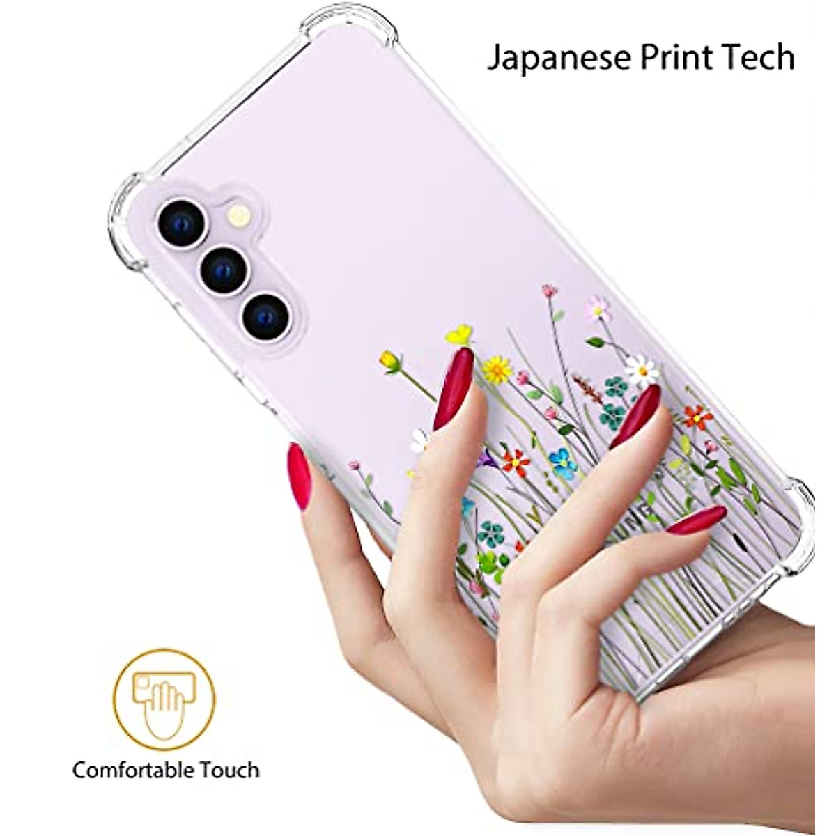 Topgraph Samsung Galaxy S23 Case Floral Flower Clear Cute for Women Girly Designer Girls,Silicone Transparent Phone Case Floral Design Compatible with Samsung Galaxy S23 (Flower Bouquet Wild)