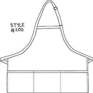 DayStar Apparel Premium Quality 3-Pocket Bib Apron with Adjustable Neck and Extra Long Ties - Style 200