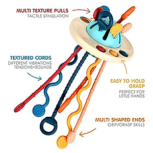 Baby Sensory Toys, Montessori Food Grade Silicone Pull String Activity Toy with Sliding Magic Balls & Simple Bubble for Motor Skills, Baby Toys 12-18 Months, First Birthday Gift for Boys Girls.