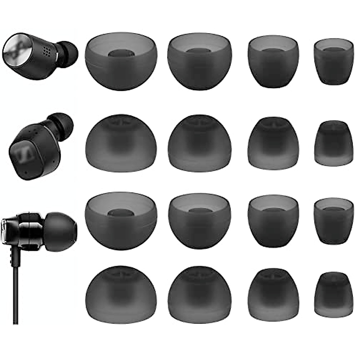 Ear Tips for Sennheiser Momentum Headphone, BLUEWALL Eartips Ear Gel for Momentum in-Ear Headphone, Durable Silicone XSSML 8 Pairs All in 1 Set Replacement Ear Tips for Sennheiser Momentum (Gray)