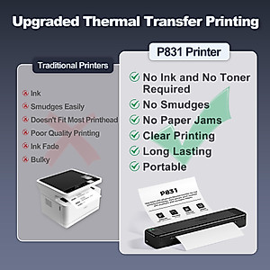 Itari Portable Printer, Wireless Printers for Home use, 300DPI Bluetooth Printer for Printer Paper 8.5 x 11 White, Thermal Transfer Printer Compatible With Laptop、iphone、Smartphone for Car、Office、Home