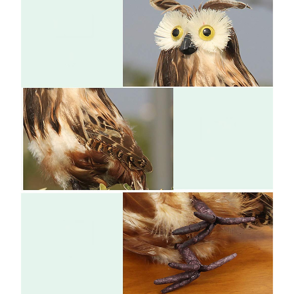 LWINGFLYER Realistic Brown Feathered Owl Artificial Furry Owl Foam Bird Ornaments for Party Decoration Wreath Crafts Tree Topper Christmas Ornaments 16cm/6.2inch