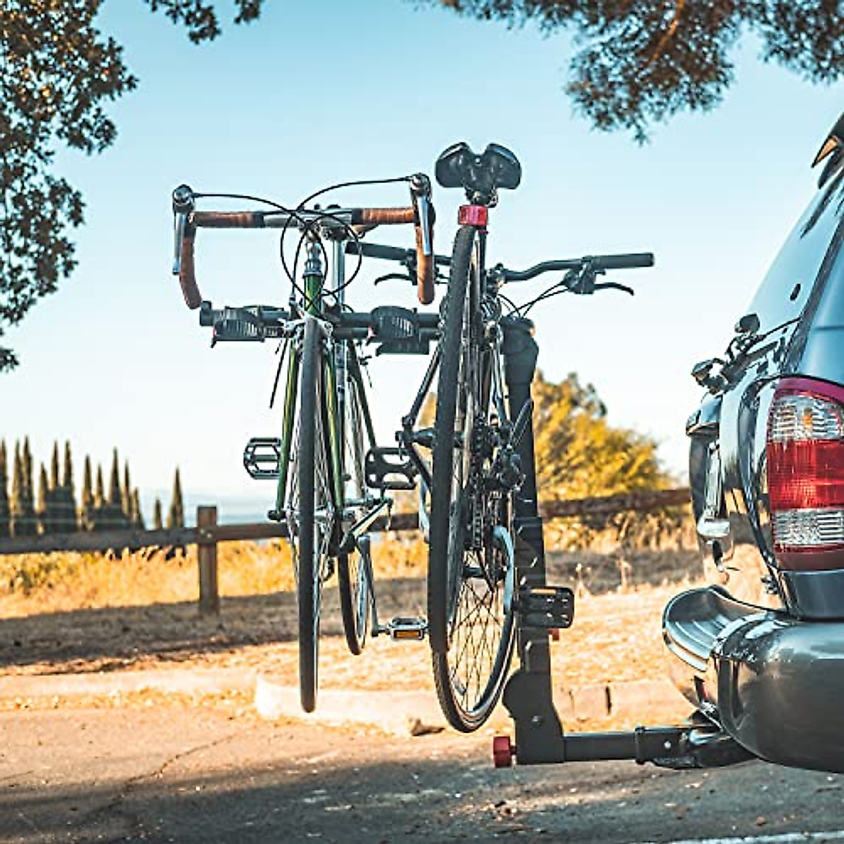 BougeRV Hitch Bike Rack Locking Feature Easy Assembly with 2'' Hitch Receiver, Foldable 4-Bike Hitch Carrier Rack for Car, Pull for Trunk Access, fit for SUV and Truck (165LB Capacity)