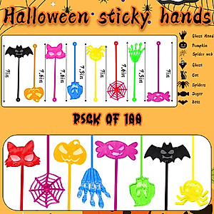 100PCS Halloween Sticky Hands Party Favors Treats Bags Toys for Kids,Bulk Halloween Toys for Halloween Goodie Bag Stuffers Basket stuffers Candy Bags Fillers Classroom Exchange Prizes