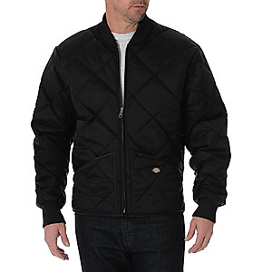 Dickies Men's Water Resistant Diamond Quilted Nylon Jacket, Black, Medium