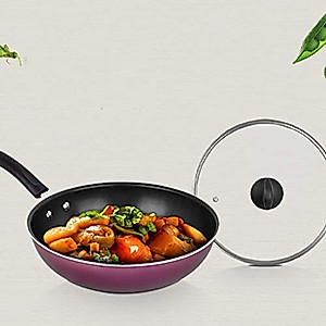 YTYZC Deep Purple Frying Pan-Wok, Non-Stick Pan, Household Multi-Function Cooking Pot, Induction Cooker Gas Stove, Light Range Cooker 30CM