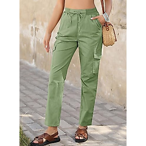 Dokotoo Cargo Pants Women High Waisted Baggy Wide Leg Womens Pants 4 Pockets Womens Fashion 2023 Fall Y2K Clothing Casual Combat Military Trouser Green