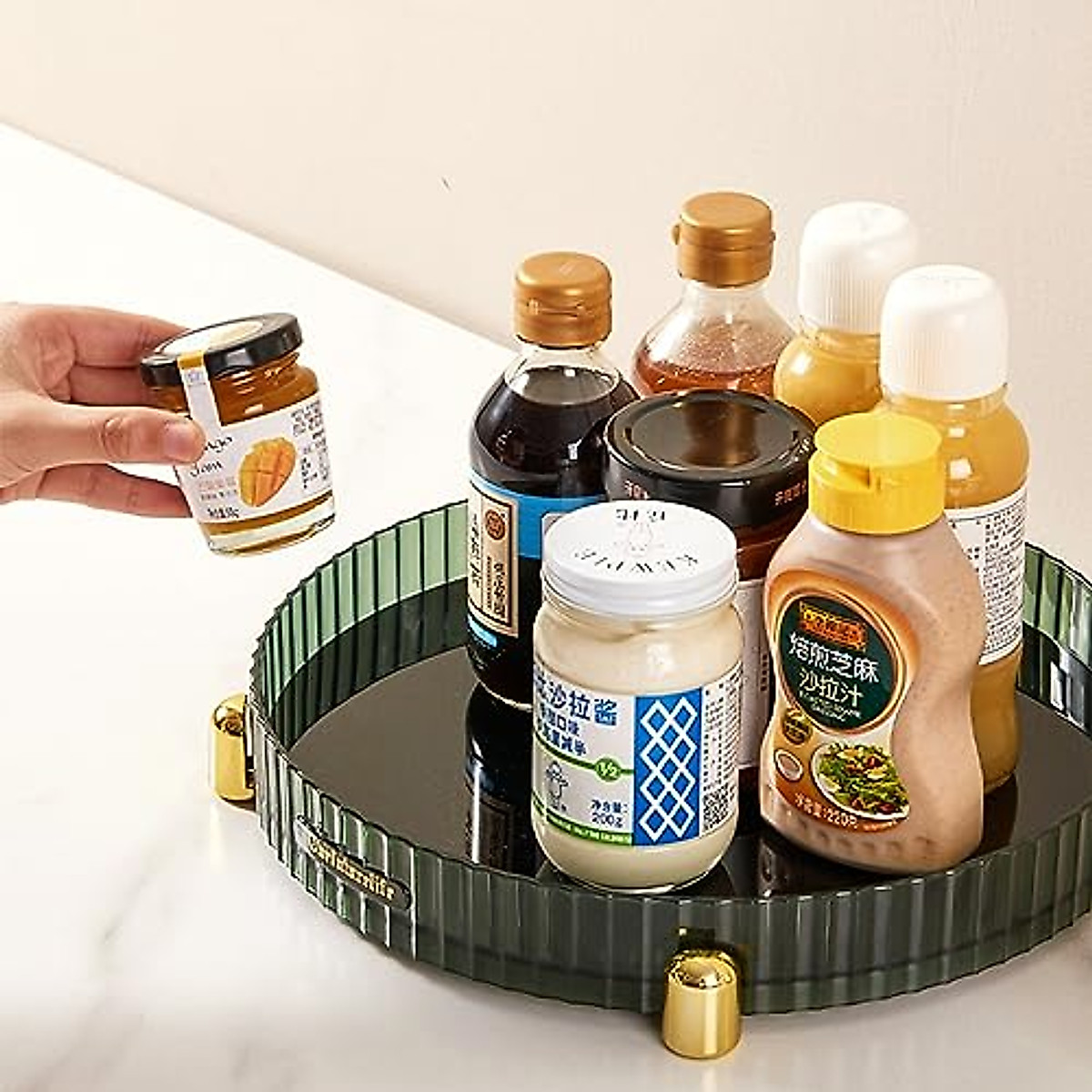 ROWNYEON 360 Rotating Makeup Organizer 1 Tier skincare organizers Bathroom Organizer Perfume Organizer Spinning Cosmetics Organizer for Vanity，Cabinets, Pantry, Fridge, Kitchen