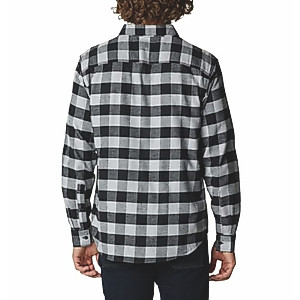 Columbia Men's Cornell Woods Flannel Long Sleeve Shirt, Grey Buffalo Check, Large