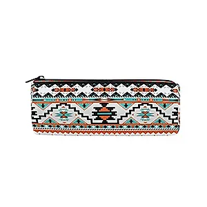 DXTKWL Ethnic Aztec Print Pencil Case Pen Bag Pouch Holder, Zipper Pencil Bag Portable Cosmetic Organizer Makeup Brush Bag Purse School Stationery for Kids Girl Boy Adult Office Nurse Supplies