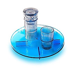 Upving Decorative Tray for Coffee Table Decor Acrylic Tray Large Round Trays Serving Food Tray for Eating Cologne Organizer Perfume Bathroom Livingroom Kitchen Table Decor Blue Photography Props