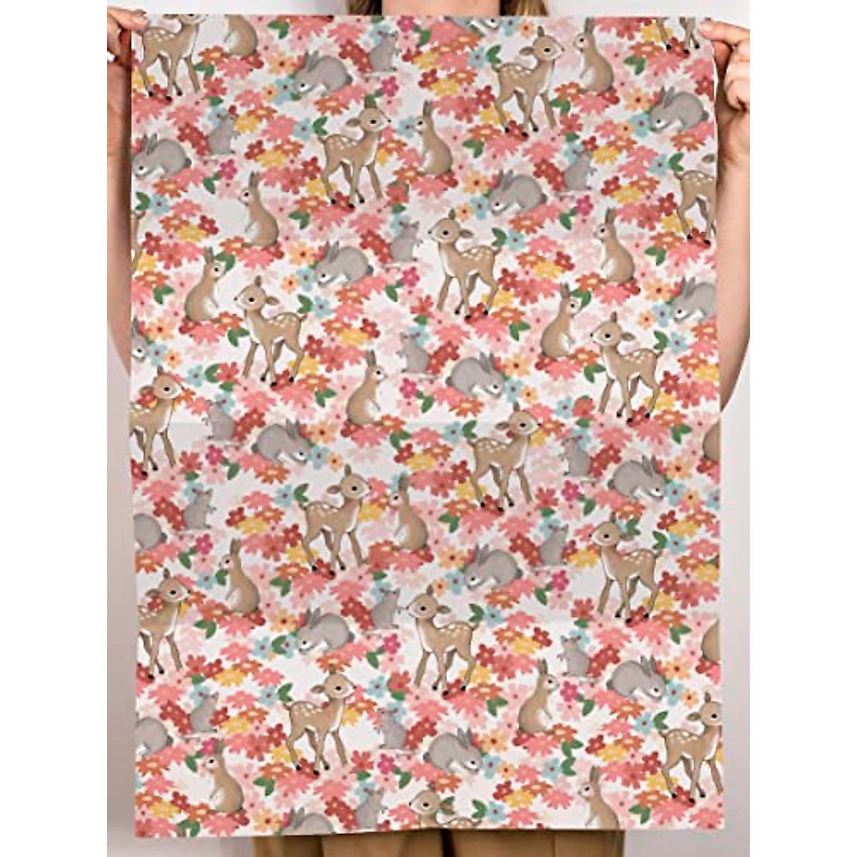 CENTRAL 23 Floral Wrapping Paper - 6 Gift Wrap Sheets - Woodland Creatures Wrapping Paper - Deer Bunny Animals Flowers - Comes With Fun Stickers