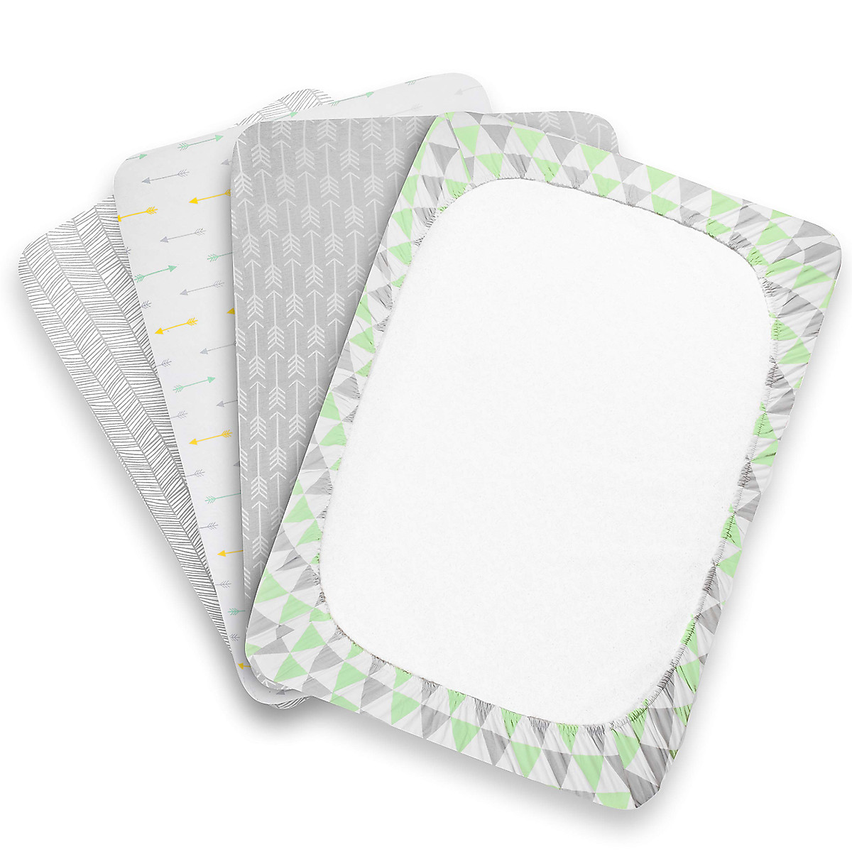 Pack n Play Sheets – Premium Pack and Play Sheets 4 Pack – 100% Super Soft Jersey Knit Cotton Playard Mattress Sheets – Portable Playpen Fitted Play Yard Mini Crib Sheet for Boy & Girl (24 x 38 x 5)