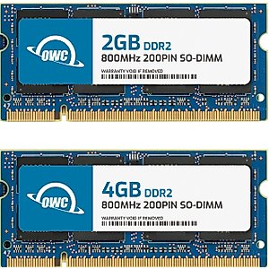 OWC 6GB (2GB + 4GB) PC6400 DDR2 800MHz SO-DIMMs Memory RAM Upgrade Compatible with iMac 2008, MacBook 2009 (OWC6400DDR2S6GP)
