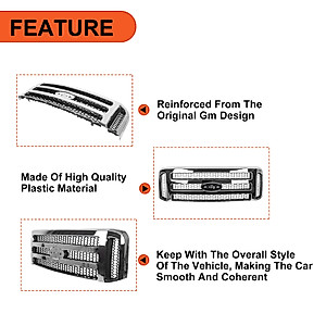 ECOTRIC Front Grille Compatible with Ford 1999-2004 F250 F350 Super Duty 2000-2004 Excursion New Grille Chrome Mesh Style