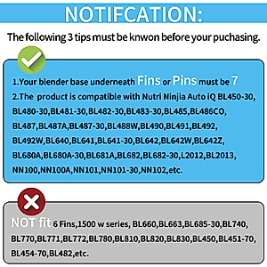 Blender Replacement Parts for Ninja, 32oz&24oz Cup and with Lids New, 7 Fins Extractor Blade, for Nutri Ninja Auto iQ BN801 BL640-30 BL642-30 (4 Pcs)