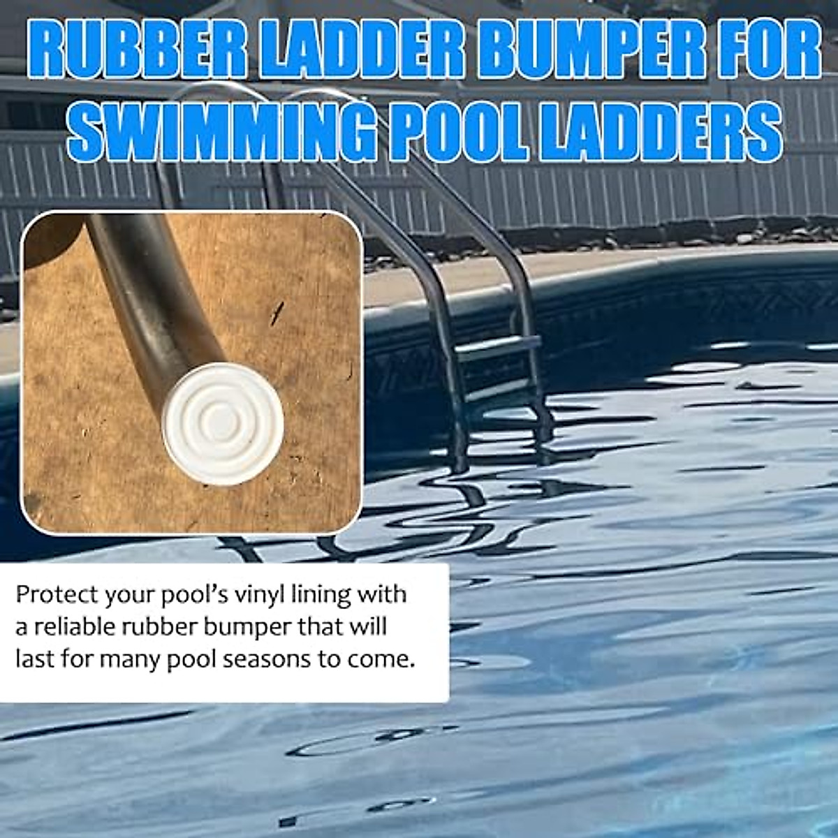 TonGass (4-Pack, White) Outside Pool Ladder Bumpers for Inground Pool - Pool Ladder Rubber End Caps Fit 1.9" Standard Swimming Pool Ladder Tubing Bumper Caps for Inground Pool Ladder Step End Caps
