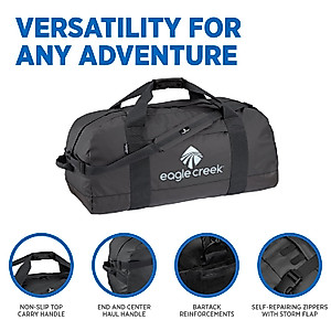 Eagle Creek No Matter What 60L Duffle Bag for Travel - Durable and Water-Resistant, with Removable Shoulder Strap, Compression Straps, and Storage Pouch, Jet Black - M