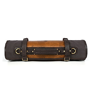 Leather Canvas Knife Roll Storage Bag Expandable 10 Pockets Detachable Shoulder Strap Travel-Friendly Chef Knife Case Roll By Aaron Leather Goods (Nelson, Canvas Leather)