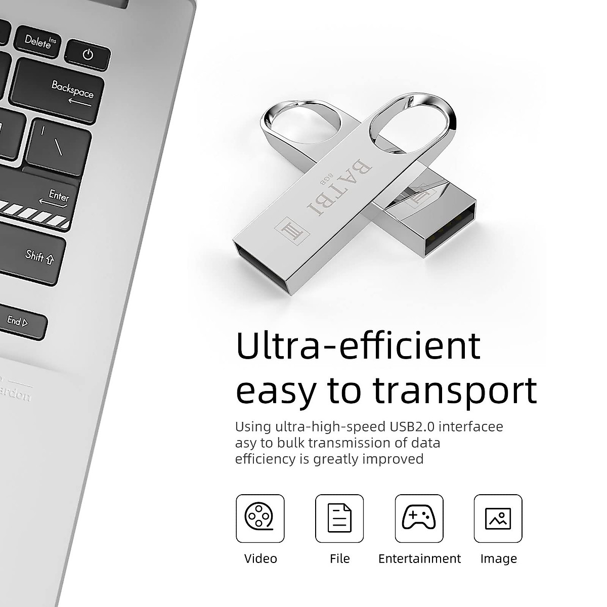 USB Flash Drive 5 Pack 8GB Flash Drives Thumb Drive, 2.0 Memory Stick with Zinc Alloy Design, Jump Drive Pendrive for Data Storage and Backup, Gift USB Disk Zip Drive