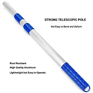 Evob Pool Skimmer Net with Adjustable 17-40" Telescopic Pole - Fine Mesh Net - Leaf Skimmer for Cleaning Surface of Swimming Pools, Hot Tubs, Spas and Fountains