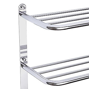 TFCFL Wall-Mounted Hanger Bar Shelf 2 Tier Towel Storage Rack Rail Bathroom Hotel Rack (Style 14)